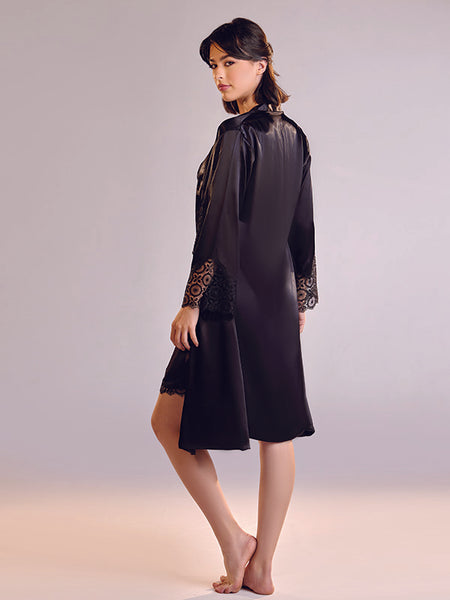 Ellina Lingerie Purchase Our Superb Long Satin Robe With Laces Hands From Ellina Lingerie